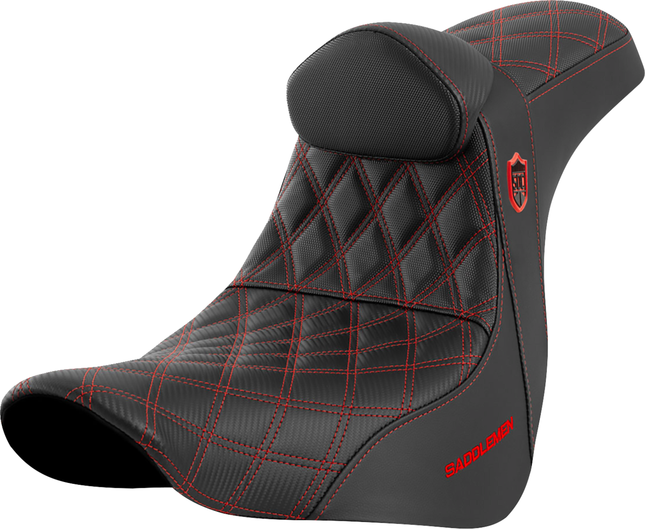 SADDLEMEN Pro Series SDC Performance Seat - w/ Backrest - Red Stitch ...