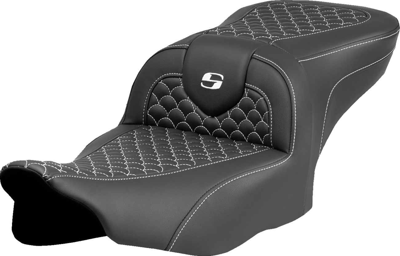 SADDLEMEN Roadsofa Seat - Dragon Scale Stitch - White Stitch - w/o Bac ...