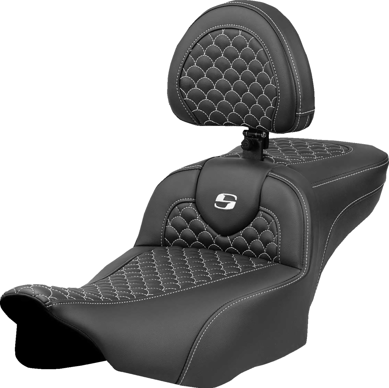 SADDLEMEN Roadsofa Extended Reach Seat - Dragon Scale Stitch - White S ...