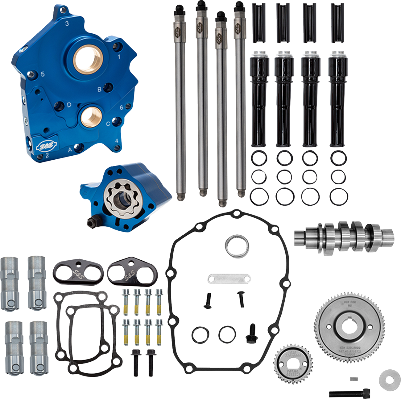 S&S CYCLE Cam Chest Kit - 496 Gear Drive Cam - Oil Cooled - Black Push ...