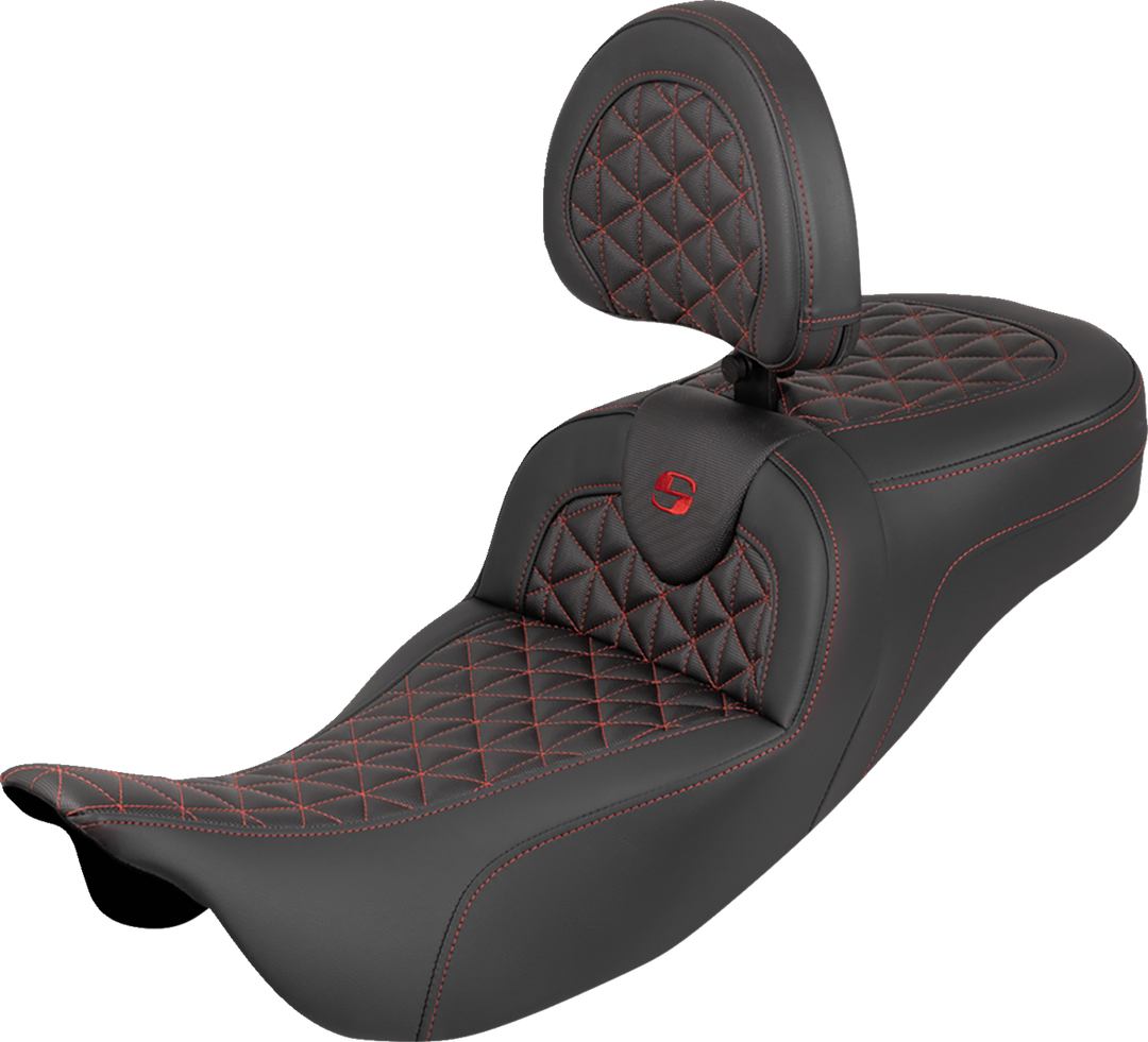 SADDLEMEN RoadSofa™ Tri Gripper Seat - Standard Reach - Red Stitch - w ...