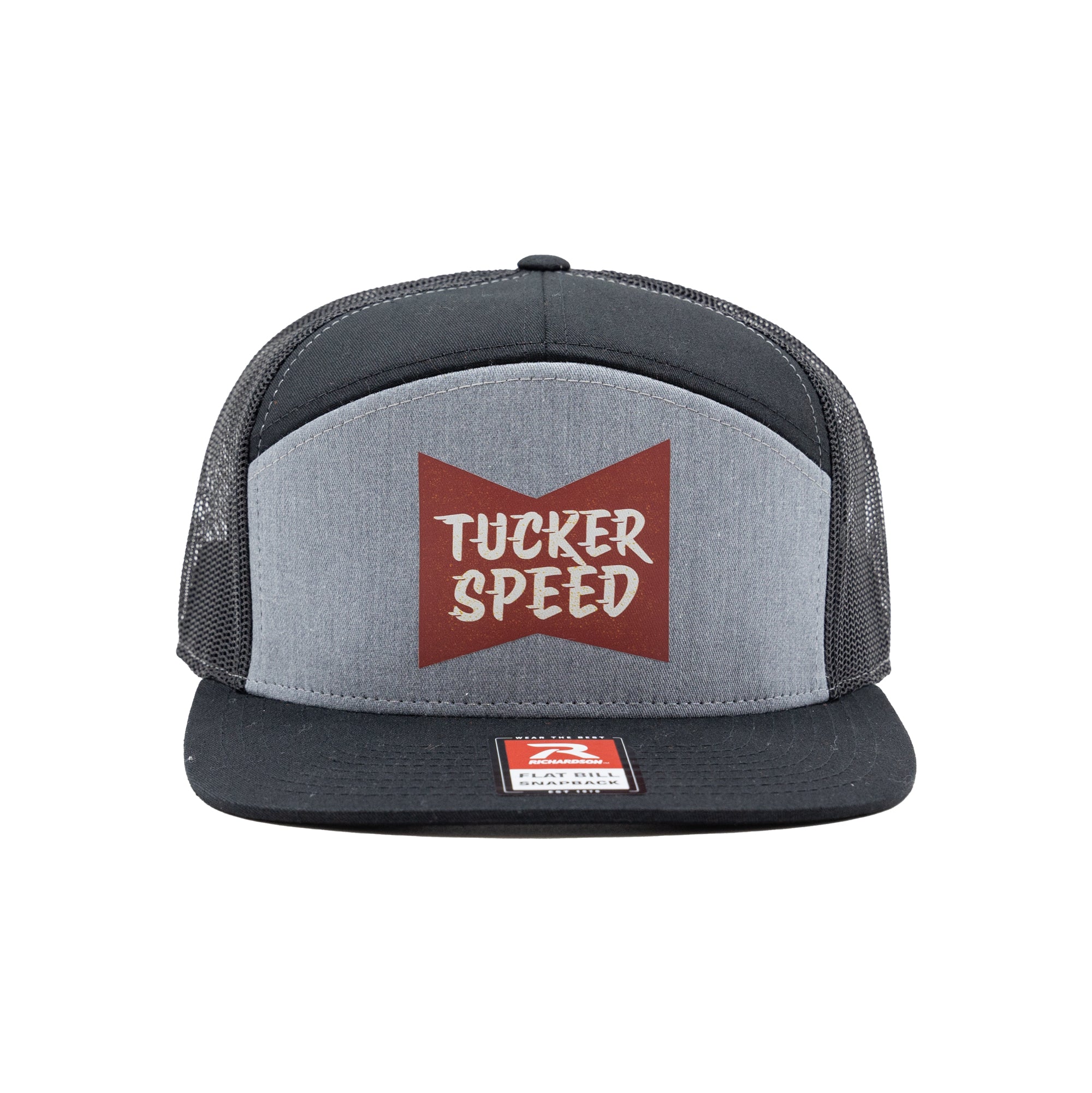 Tucker Speed Bowtie Hat - 7 Panel Gray & Black Snapback